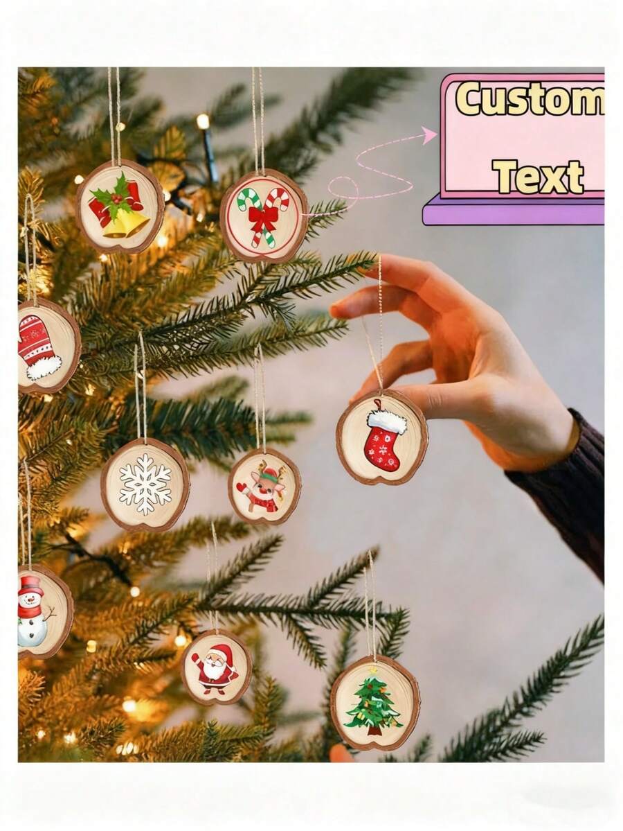 [Customized Exclusive Christmas] Wooden Christmas Decorations DIY Round ...