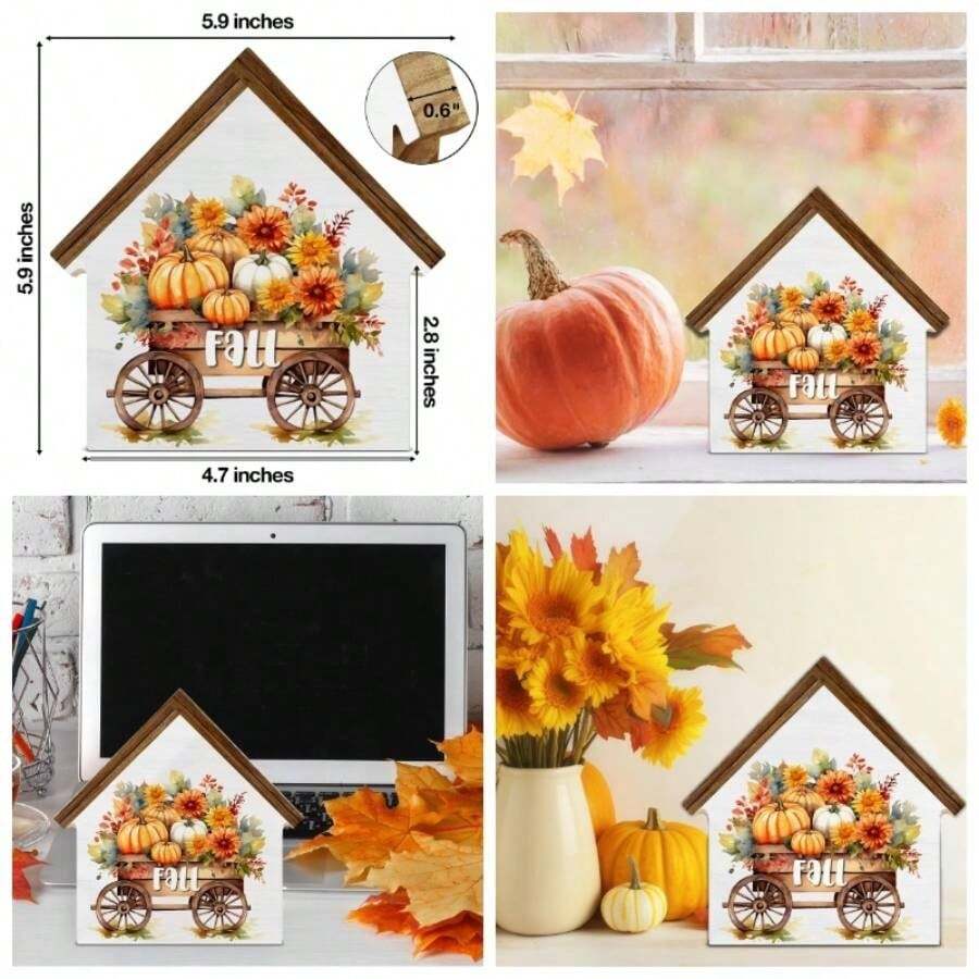 Christian Fall Decor, Fall In Love With Jesus House Shaped Wood Block ...