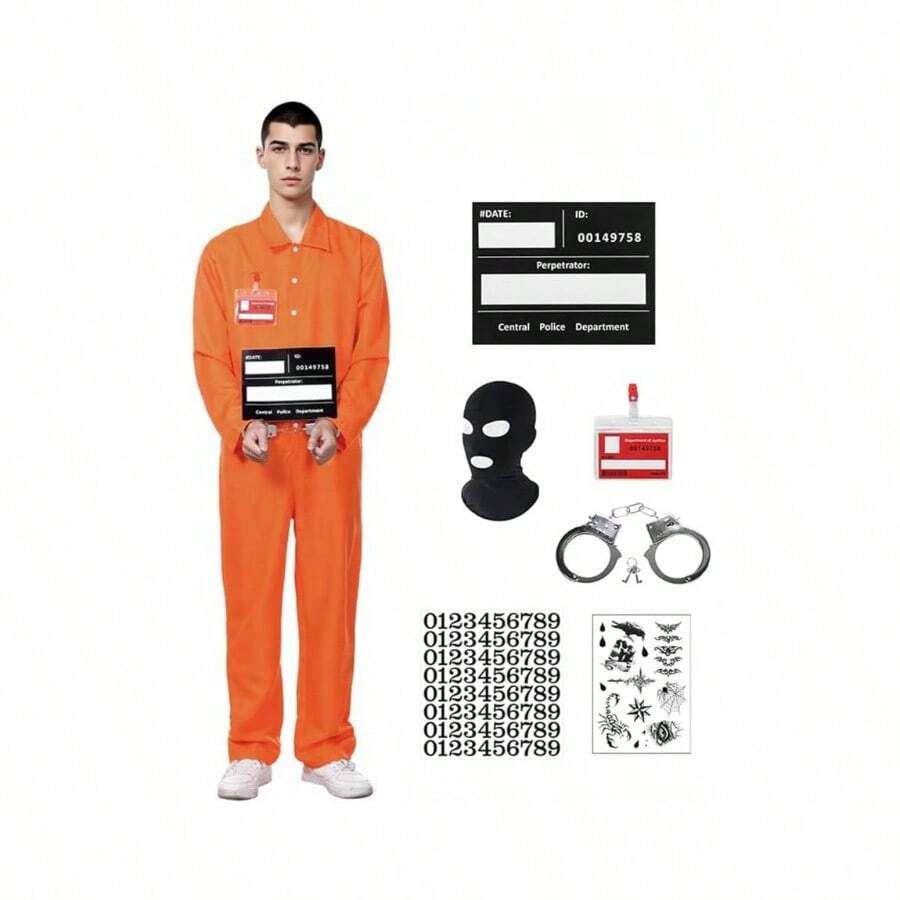 Orange Prisoner Costume Orange Prison Jumpsuit Costume Adults Halloween ...