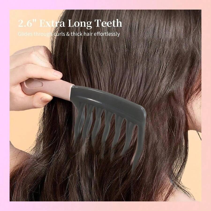 Upgraded Wide-Tooth Curling Comb With Double-Row Wavy Teeth For ...