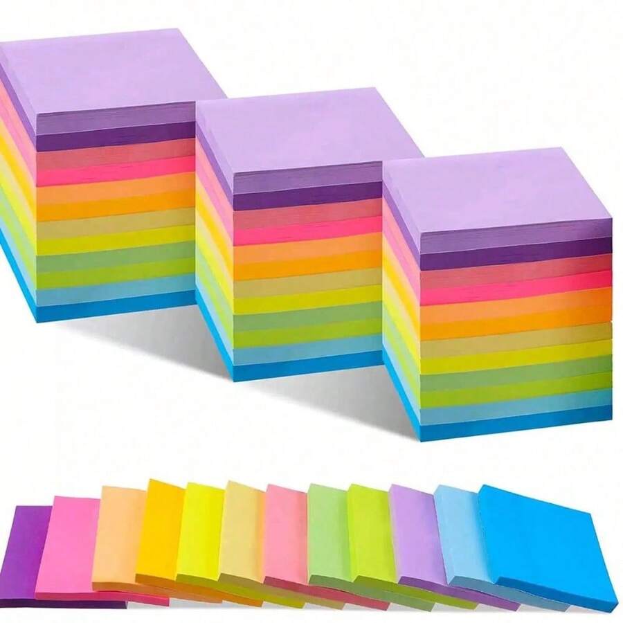 6pcs 300 Sheets Bright Fluorescent Sticky Notes - Various Colors For ...