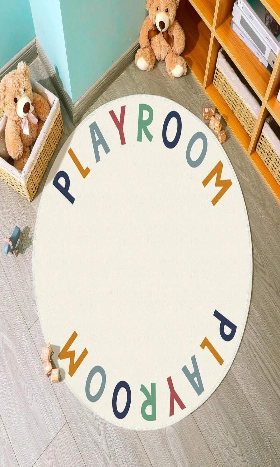 Nuanchu Round Playroom Rug Play Rug 40 Inch Playroom Alphabet Nursery ...