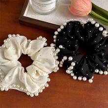 1pc Starry Pearl Hair Scrunchie, Elegant Ponytail Holder, 2025 New ...