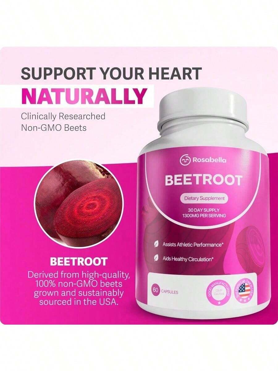 Rosabella Organic Beet Root Capsules – 1300mg Beetroot Powder For ...