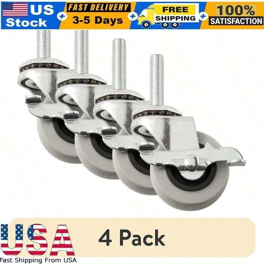 2" Non-Marking Thermoplastic Rubber Stem Caster 360 Degree Swivel ...