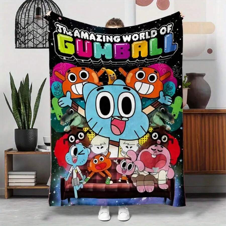 1pc World Of Cartoon Print Flannel Blanket - Soft Lightweight 200 ...