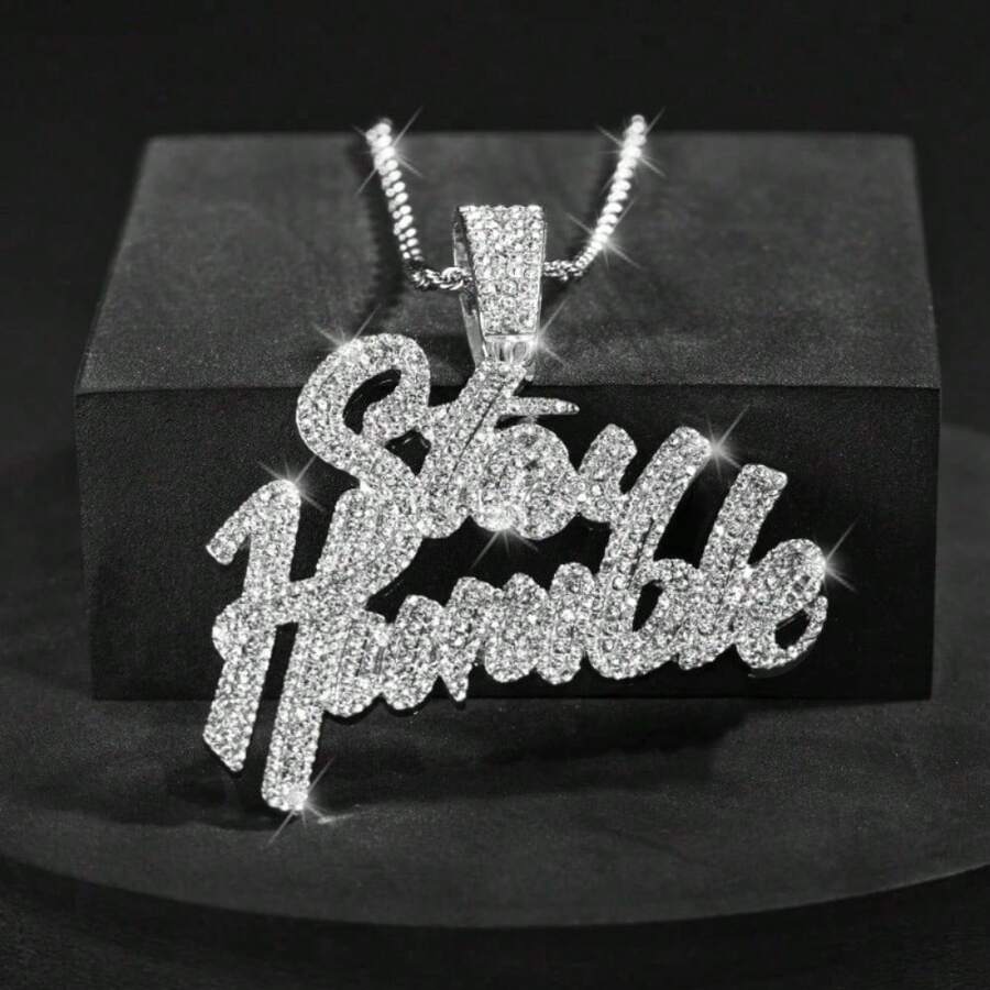 Hip-Hop Artificial Diamond Letter Pendant Necklace Personality Street ...