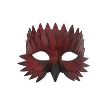 1pc Burgundy PU Leather Embossed Gray Iridescent Faux Animal Beak Mask ...