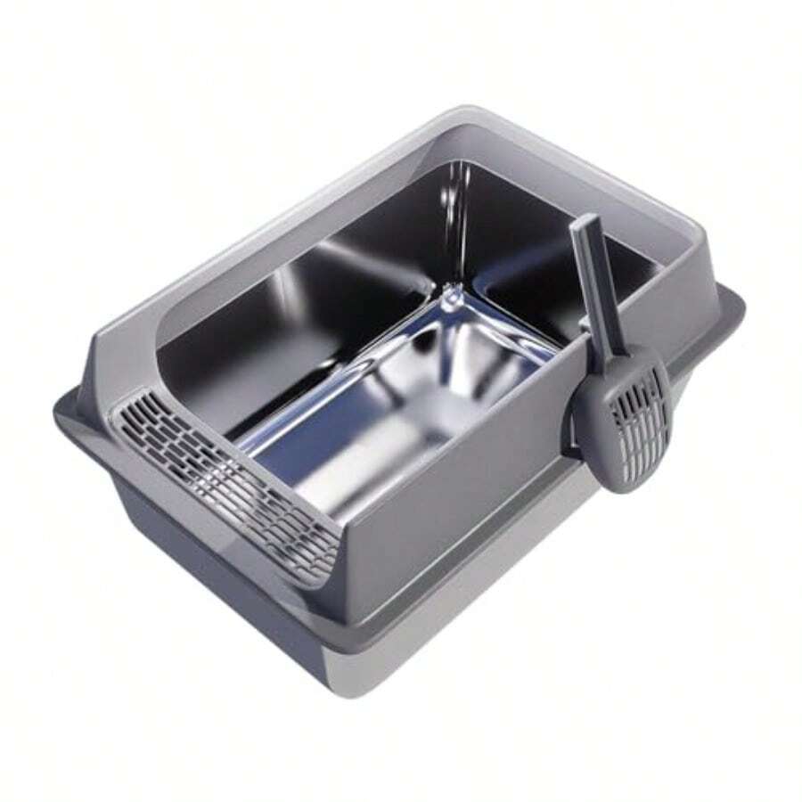 Stainless Steel Cat Litter Box With High Sides Extra Large NonStick ...