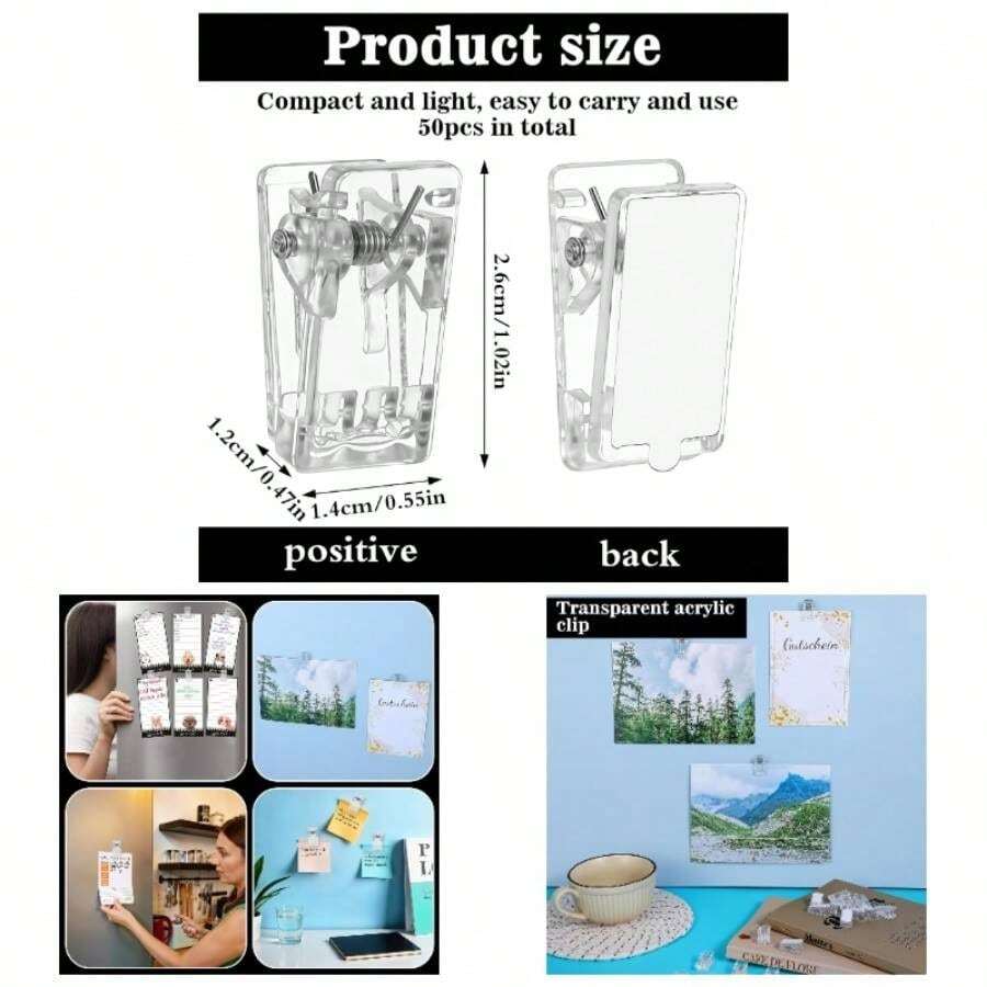 50 Pcs Tapestry Wall Hanging Clip Self Adhesive Photo Clips Plastic ...