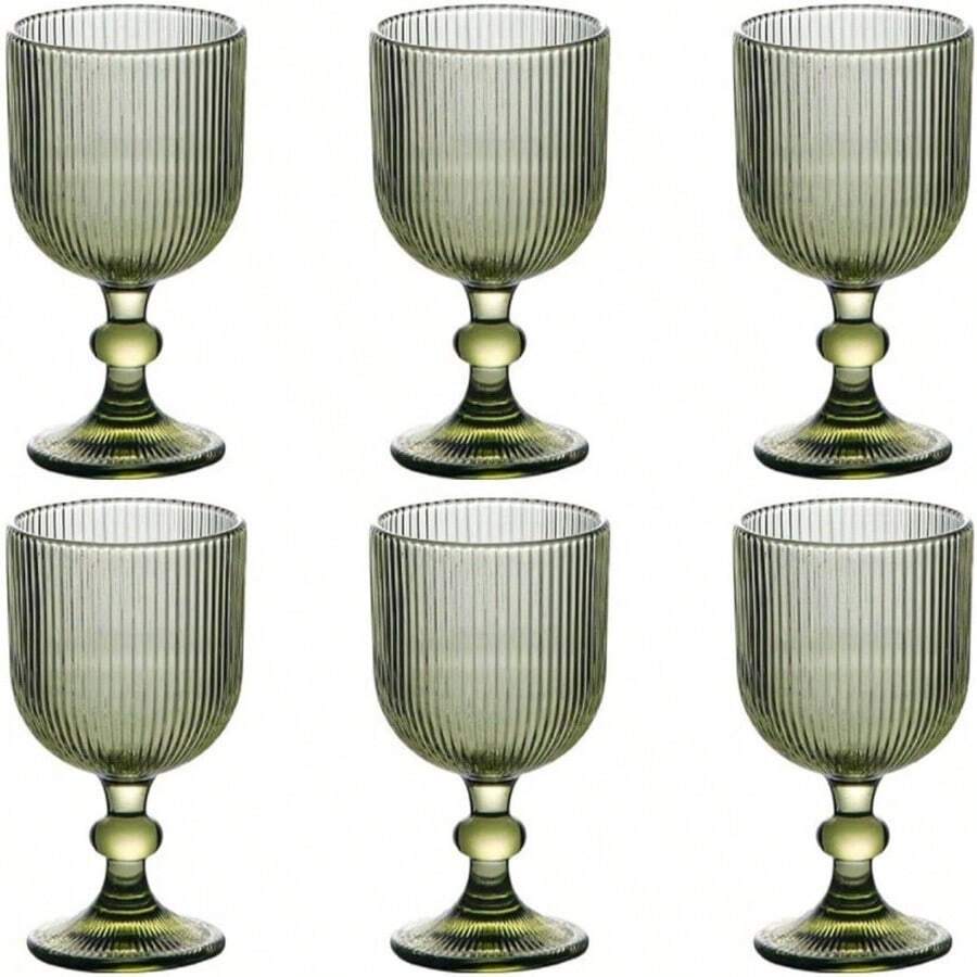 Green Drinking Glasses Set Of 6 Big Wine Goblets Vintage Colored ...
