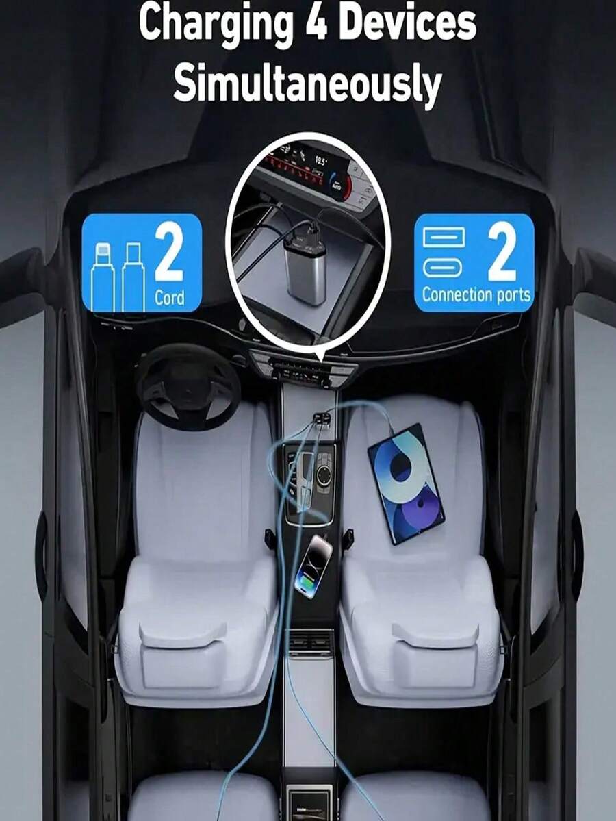 Fast Retractable 4 In 1 Fast Retractable Mobile Phone Car Charger USB C ...