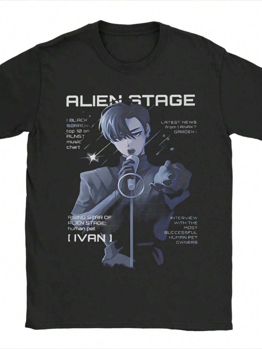 Alien Stage T Shirts Men's 100% Cotton Novelty T-Shirts Round Collar ...