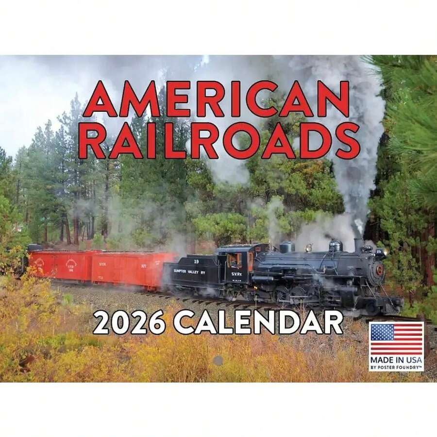 Steam Train Calendar 2026 American Railroad Monthly Wall Calender 12 ...