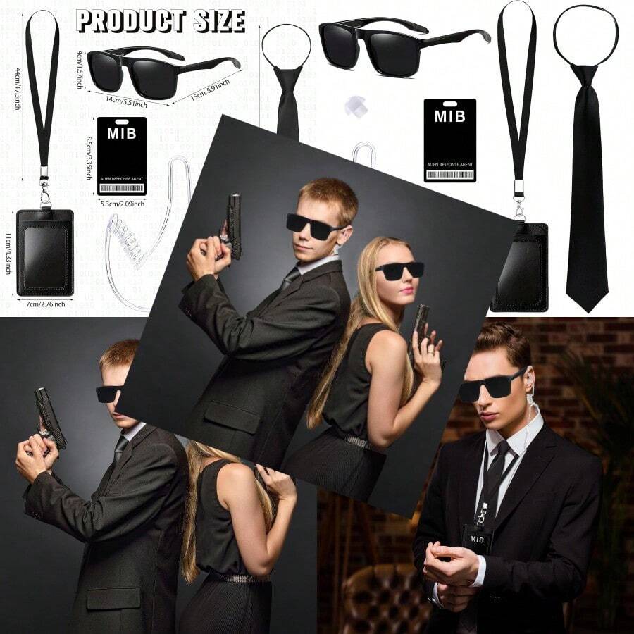 6PCS MIB Agent Costume Accessories Secret Service Costume Set Spy ...