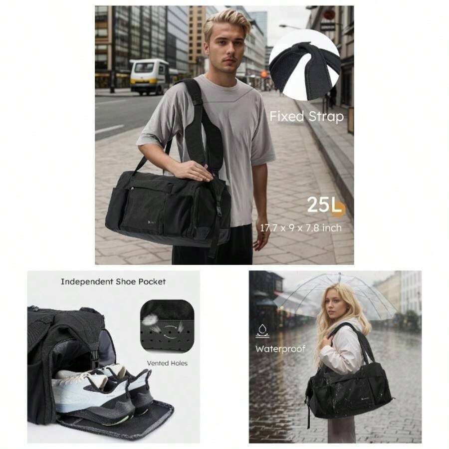 Gym Bag Men With Shoes Compartment And Wet Pocket Convertible Duffle ...