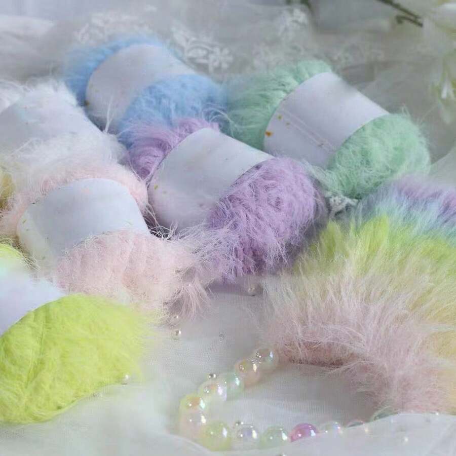 100% Nylon Hilo de 6-8cm de largo imitación de piel de visón DIY para ...