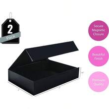 2 Pack Black Hard Box With Magnetic Closure Lidx 5x 1.6 Rectangle Boxes ...