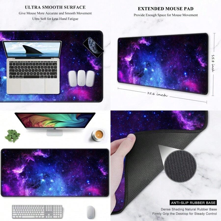 Large Gaming Mouse Pad Galaxy Theme XXL 35.4 X 15.7 In Desk Pad ...