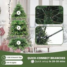 6.5ft PreLit Artificial Christmas Tree With 1100 Mixed PE And PVC ...