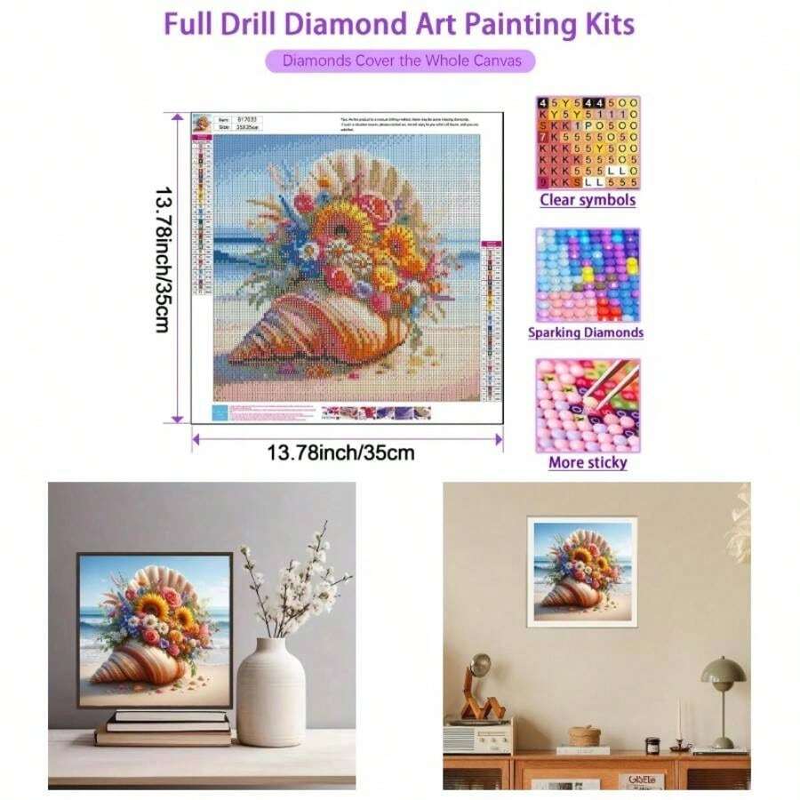 Beach Seashell 5D Painting Kits Beginners, Flowers Art Kits Adults ...