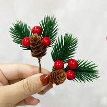 Christmas Decoration Pine Branch, Pine Needle, Realistic Pine Cone, Red ...