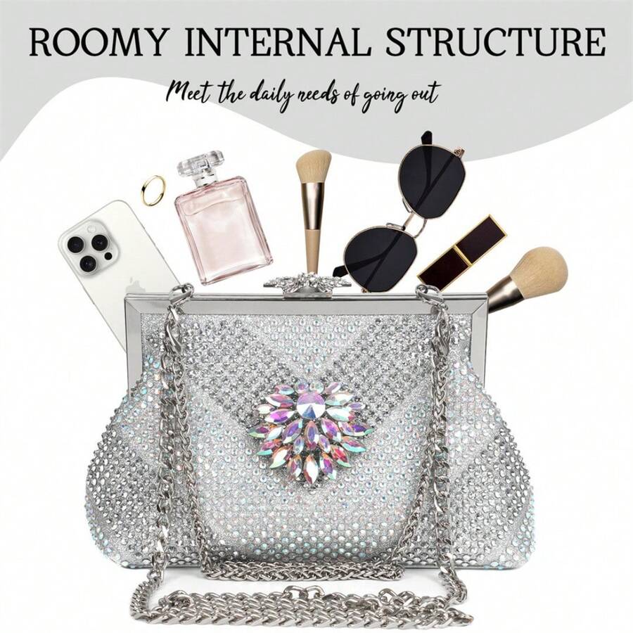 Elegant Sparkling Evening Bag 2025 Green Rhinestone Handbag For Women ...