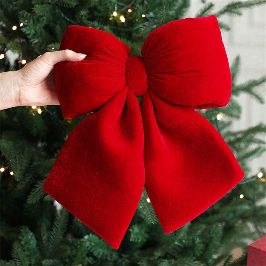 Large Velvet 3D Christmas Bow, Christmas Tree Pendant Ornament ...