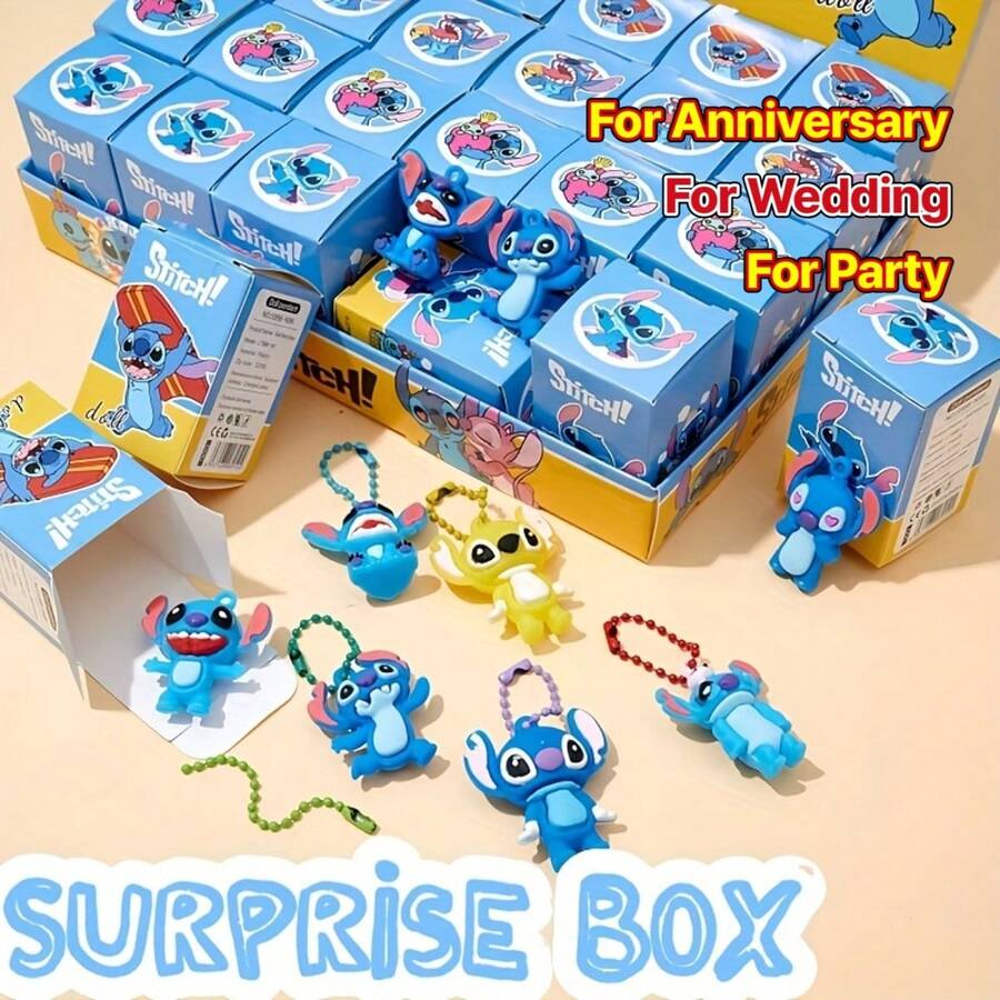 24pcs Stitch Blue Party Keychain Surprise Box, Random Styles, Cute And ...
