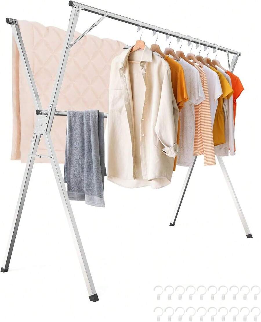 Clothes Drying Rack, Indoor/Outdoor, 94.5 Inch Extendable Foldable ...