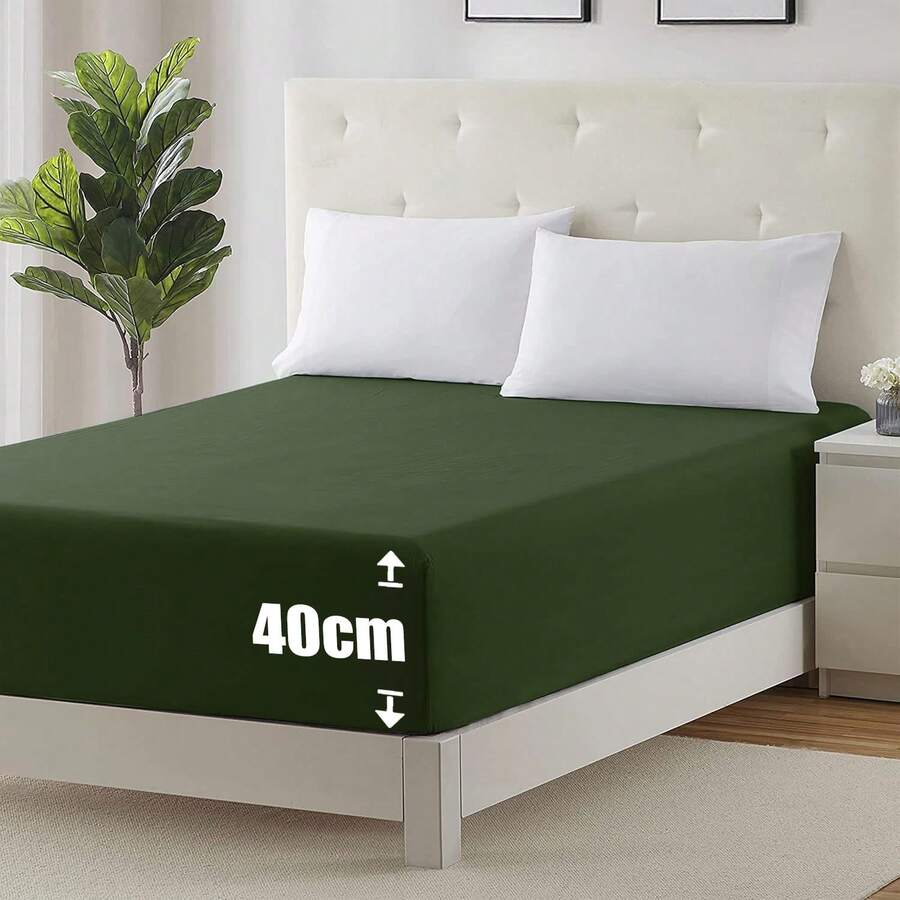 Premium Solid Color Fitted Sheet Only - Luxury Softness, Elasticized 40cm Deep Pockets Fitted ...