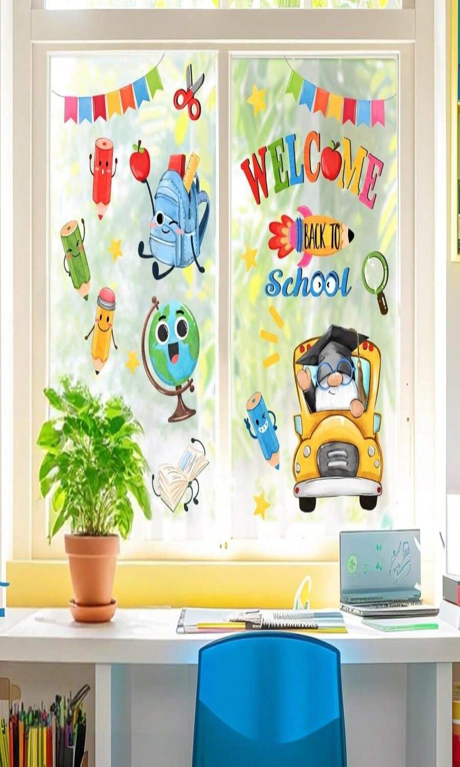 Yovkky Welcome Back To School Bus Window Clings 4 Sheets, First Day Of ...