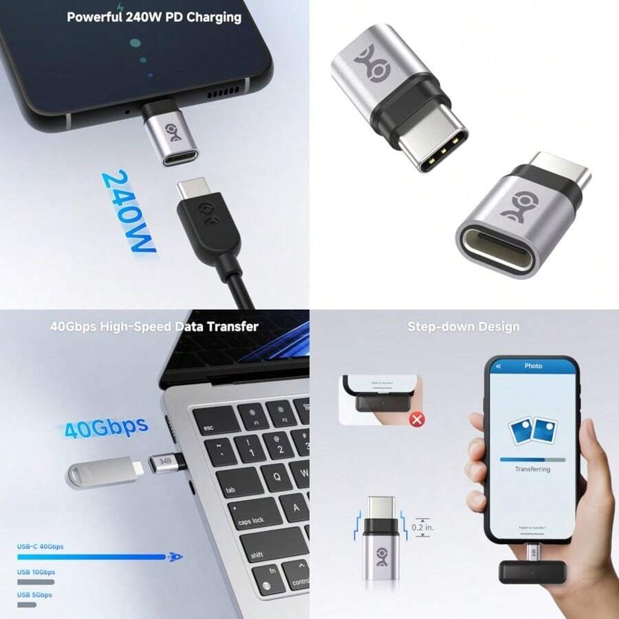 Cable Matters 2Pack USB C Extender Adapter Up To [4K@240Hz Video 240W ...