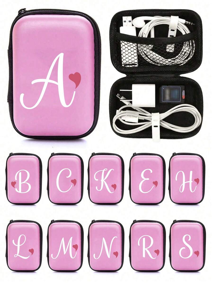 Borsa organizer in EVA con iniziali da A a Z, colore rosa, con lettere ...