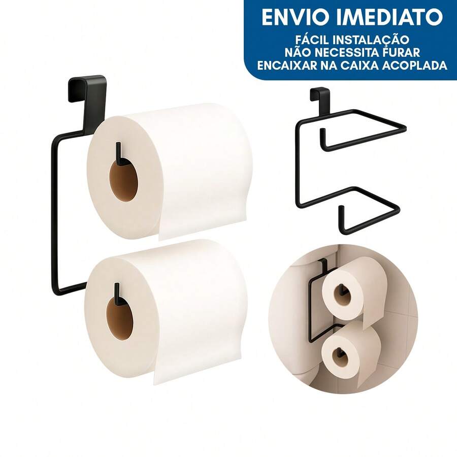 Suporte Duplo Porta Papel Higiênico Sem Furo Encaixe Caixa Acoplada ...