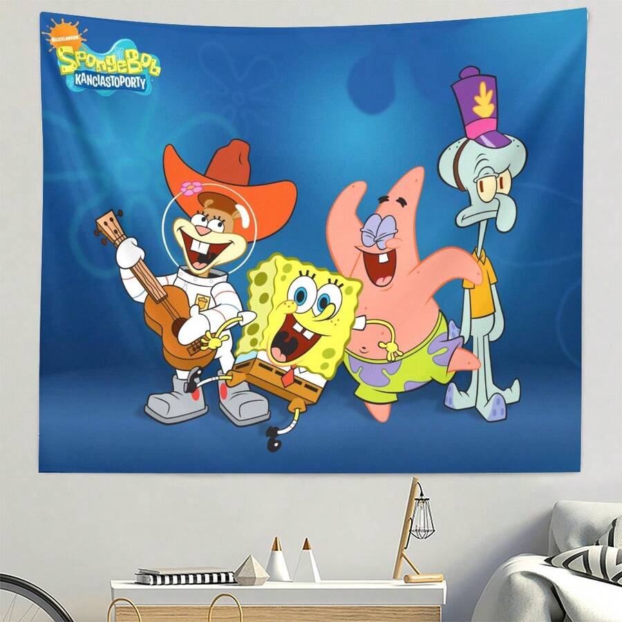 1PC Cartoon SpongeBob Home Tapestry, Wall Decoration Tapestry, Multi ...
