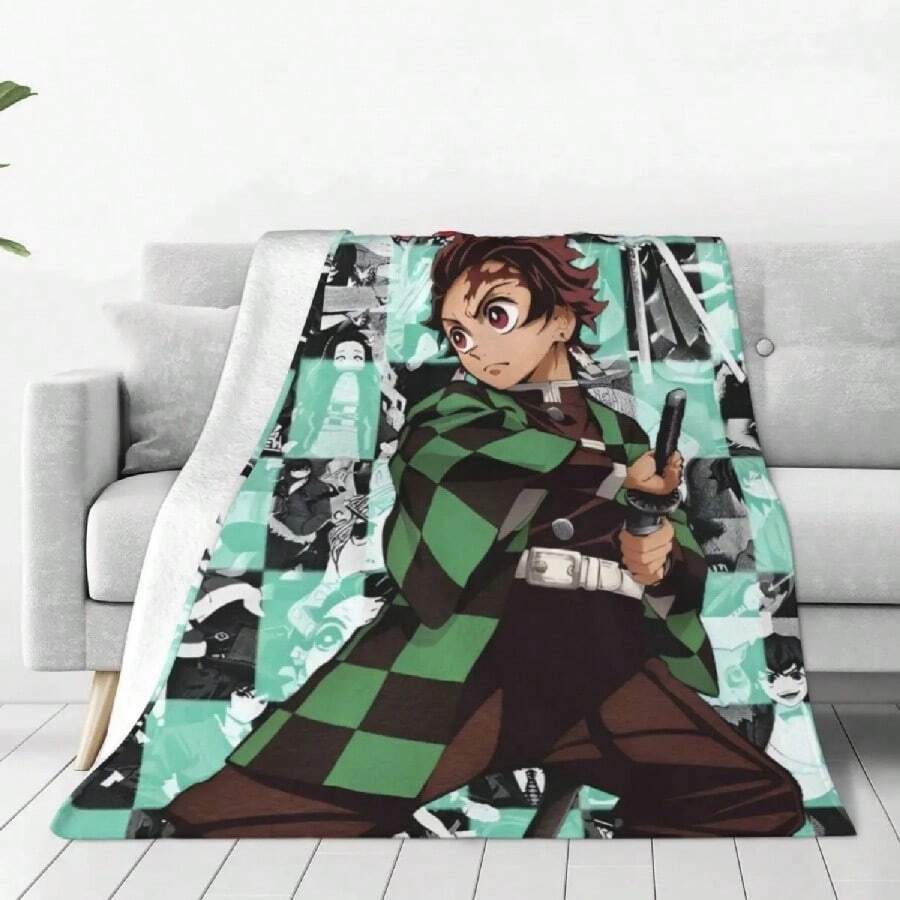 Demon Cartoon Comic Flannel Blanket Slayer Anime Soft Warm Throw ...