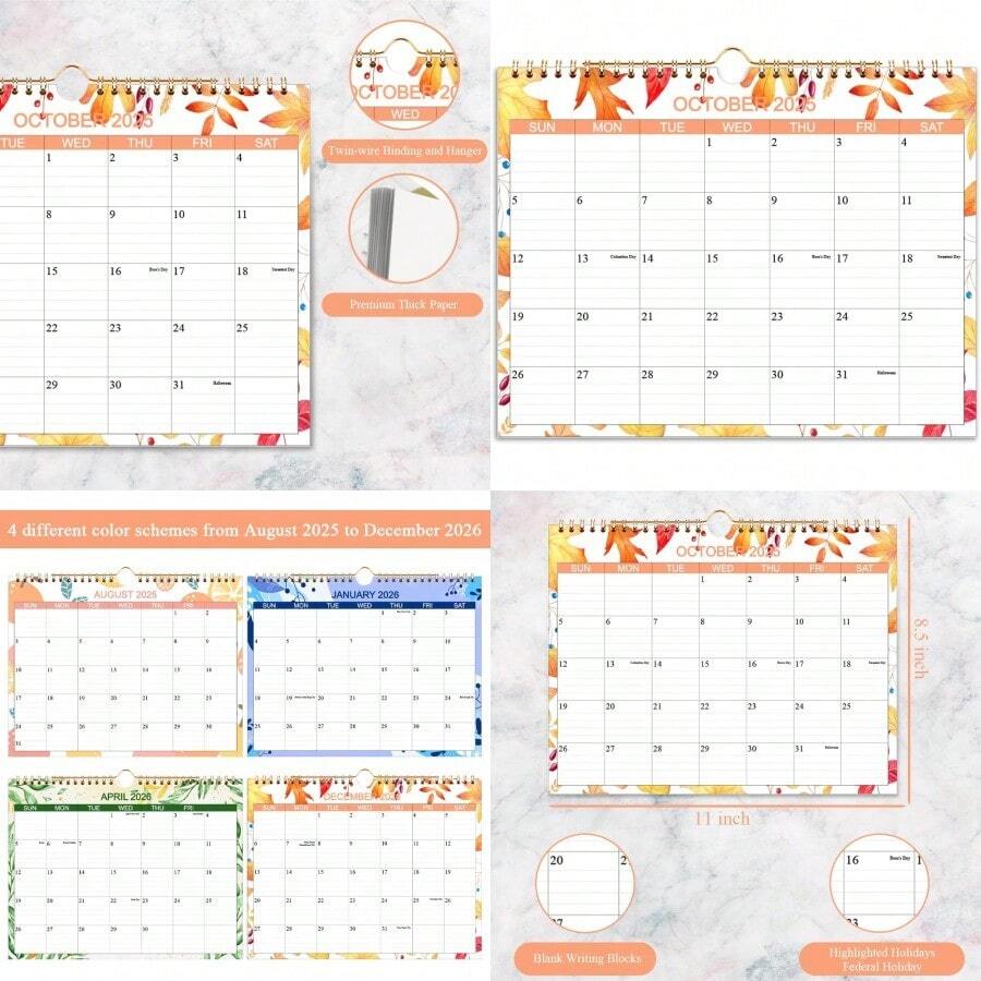 Calendar 20252026 Wall Calendar From Aug 2025 To Dec 2026 Monthly ...