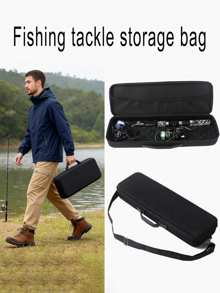 1pc Black Portable Handheld Sponge Fishing Rod Reel Accessory Tool Bag ...