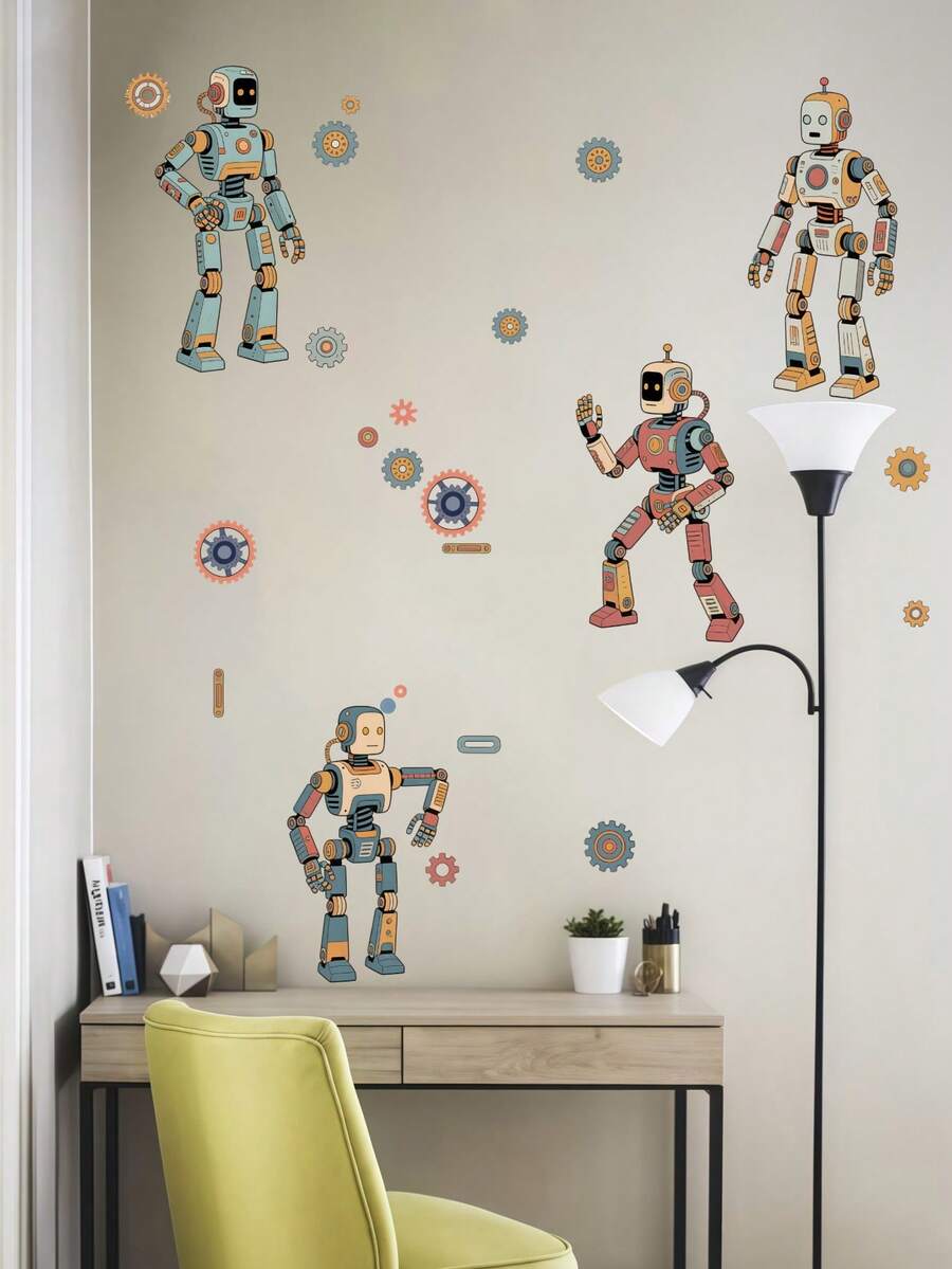 Robot-Themed Wall Stickers, Kids Loved Mechanical Parts Decals, Baby ...