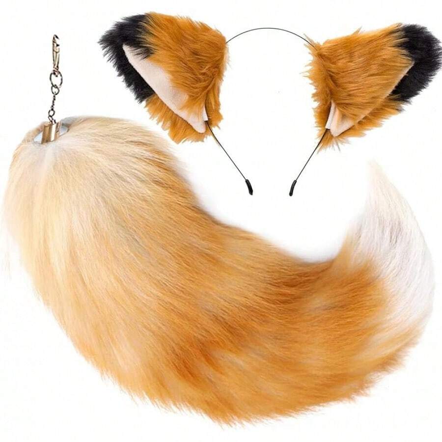 YXCFEWD Wolf Ears And Tail Set Kids Fluffy Tail Cosplay Party Wolf ...