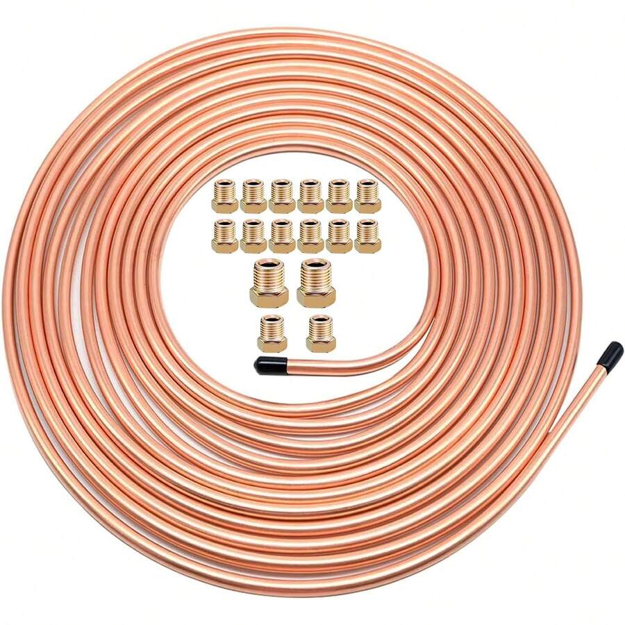 1/4 25 Ft Brake Line Tubing Kit Copper Coated Flexible Line Tube ...
