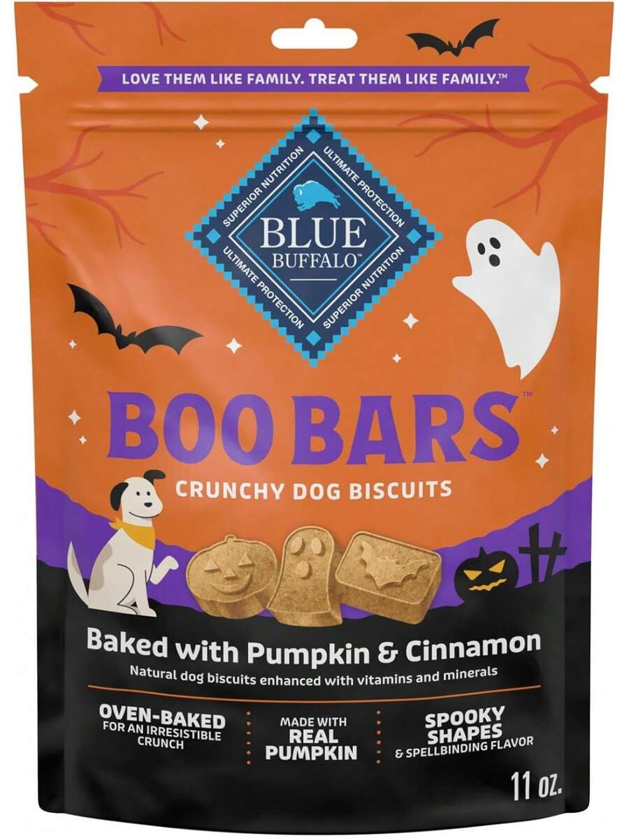 Blue Buffalo Boo Bars Crunchy Dog Biscuits, Natural Halloween-Shaped ...