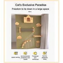 PPXCZZ Wall Mount Cat Furniture Solid Wood Cat Climbing Frame Set ...