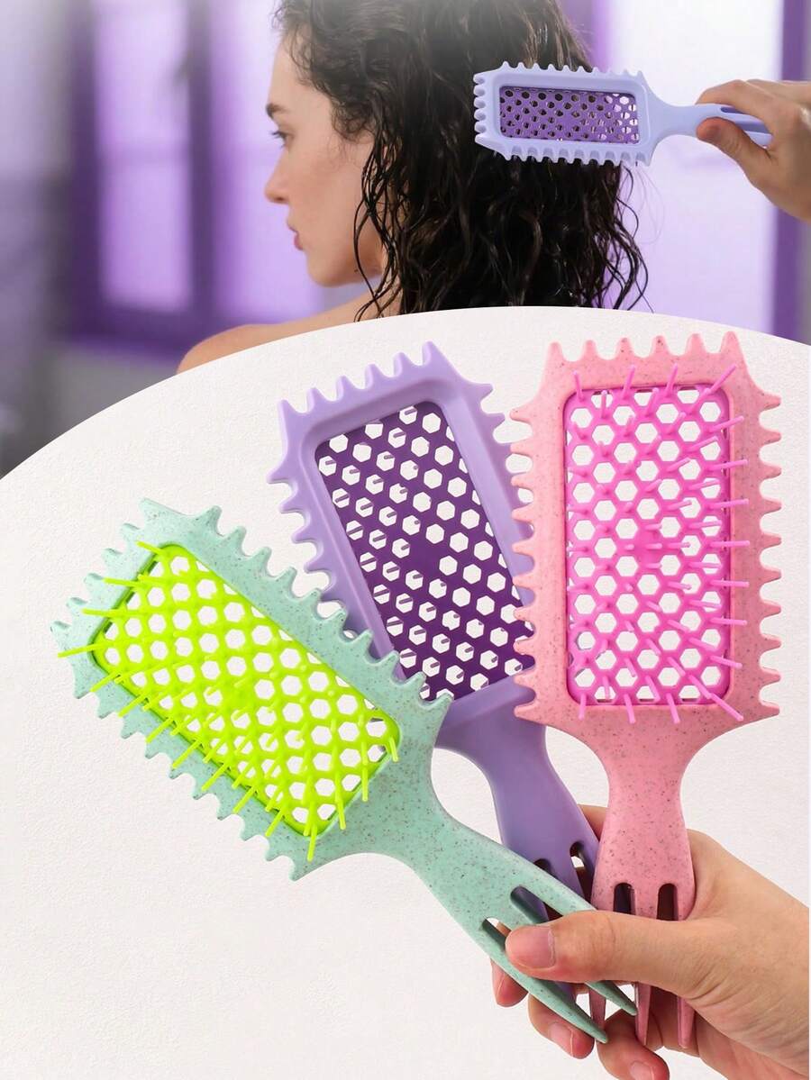 6-Sided Honeycomb Hollow Comb Colorful Massage Comb For Fluffy ...