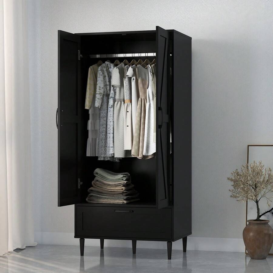 Wardrobe Closet With Drawer, Armoires And Wardrobes With Shelves And ...