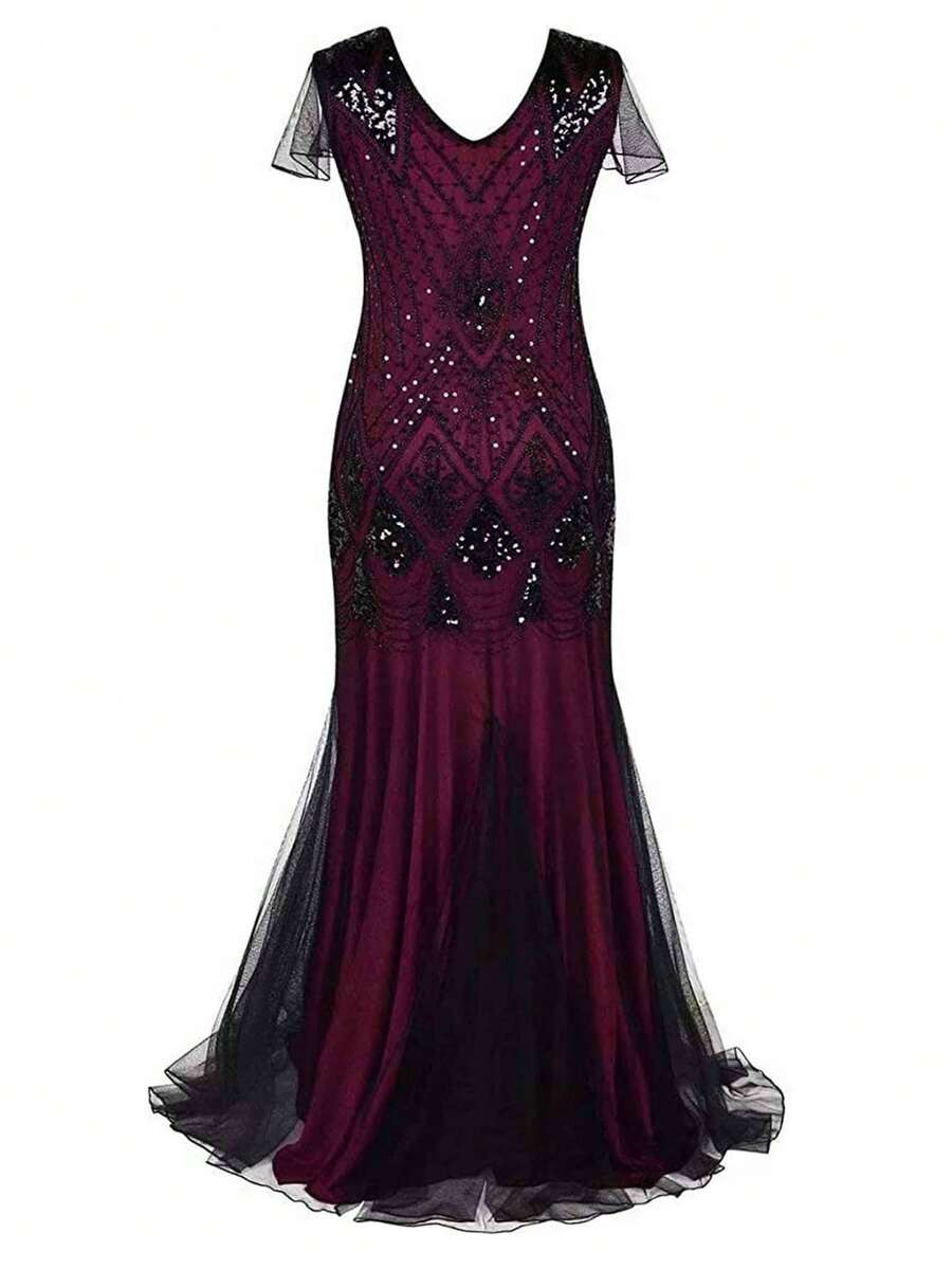 Women Evening Dress 1920s Flapper Cocktail Sequin Mermaid Maxi Formal ...