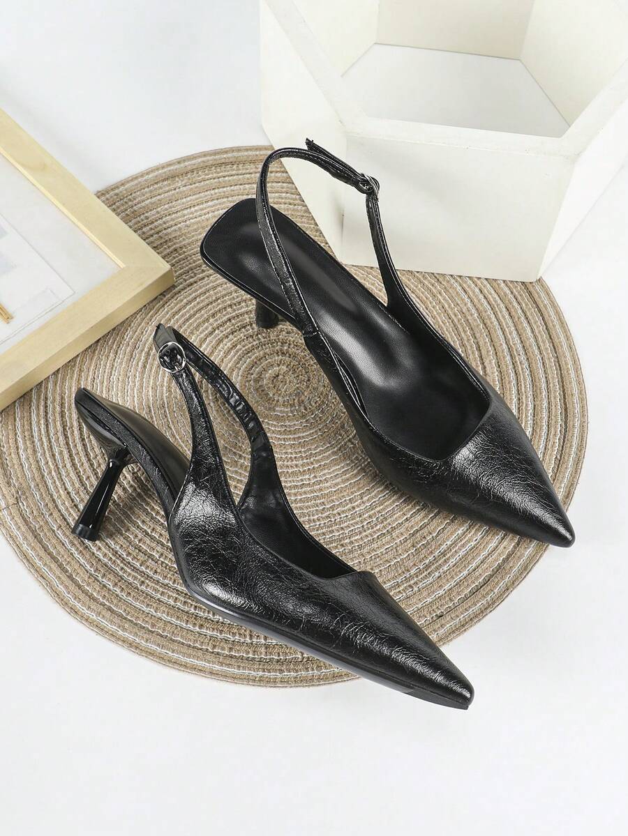7cm Black High Heel Pumps, Pointed Toe Party Heels, Wedding Shoes ...