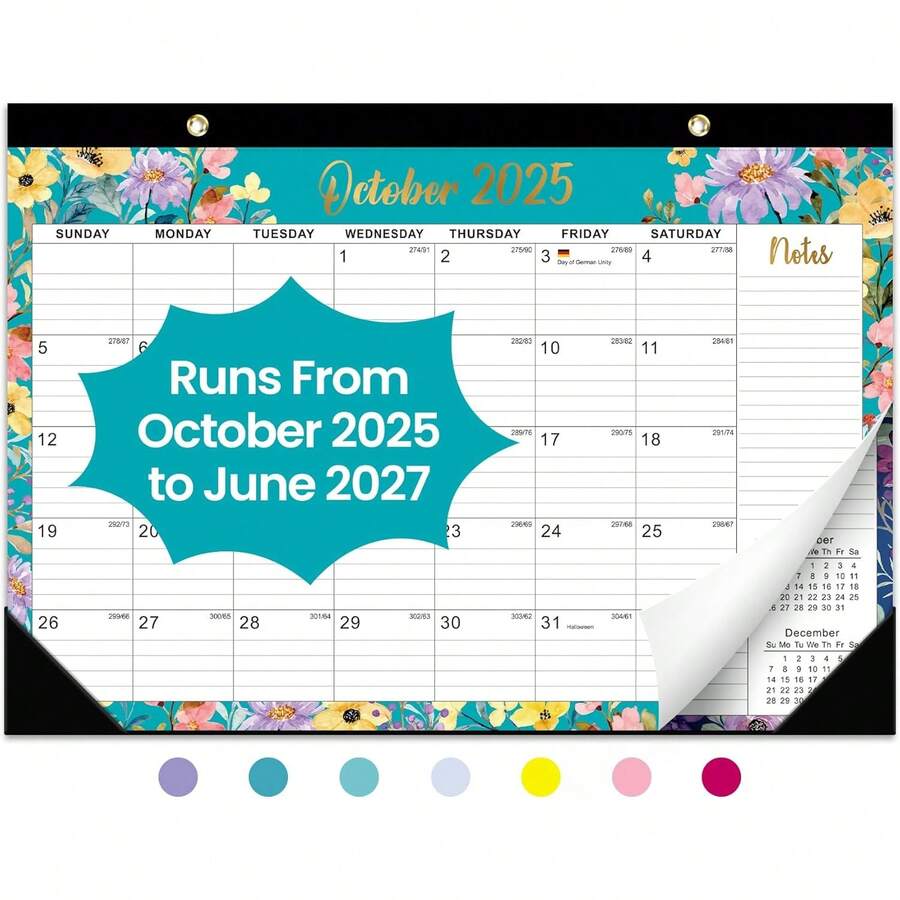 Desk Calendar 2025-2026, 21 Months Calendar Runs From October 2025 To ...