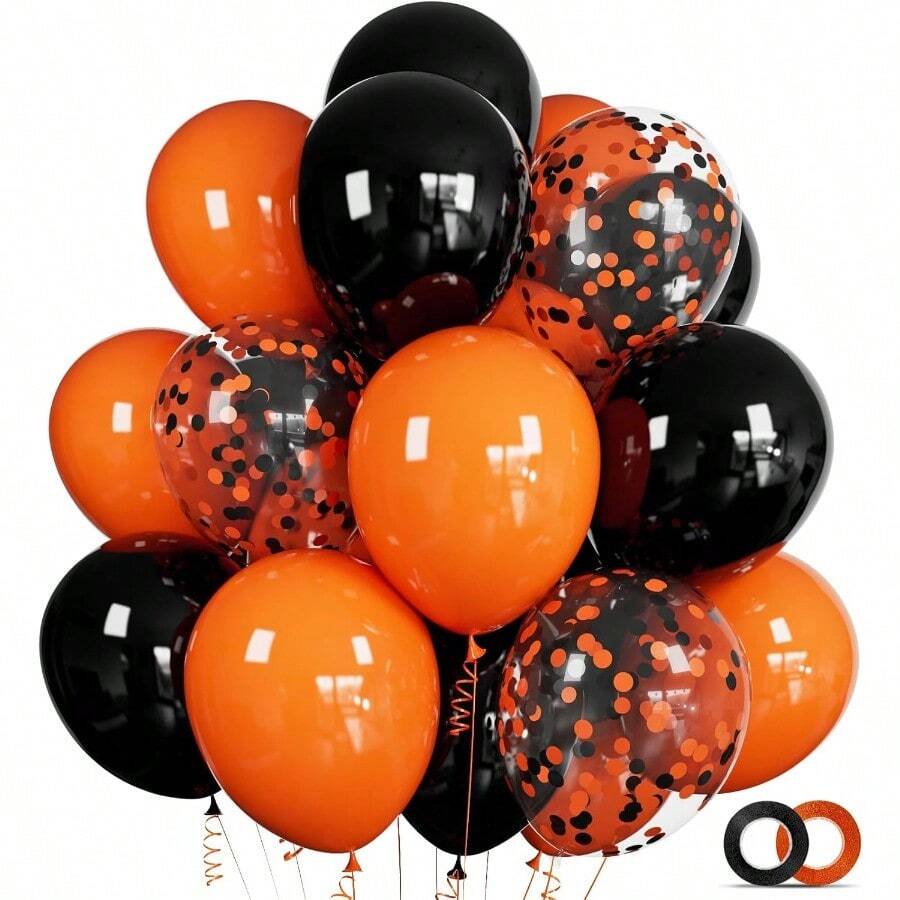 Orange And Black Balloons 50 Pack 12 Inc Black Orange Confetti Balloon ...